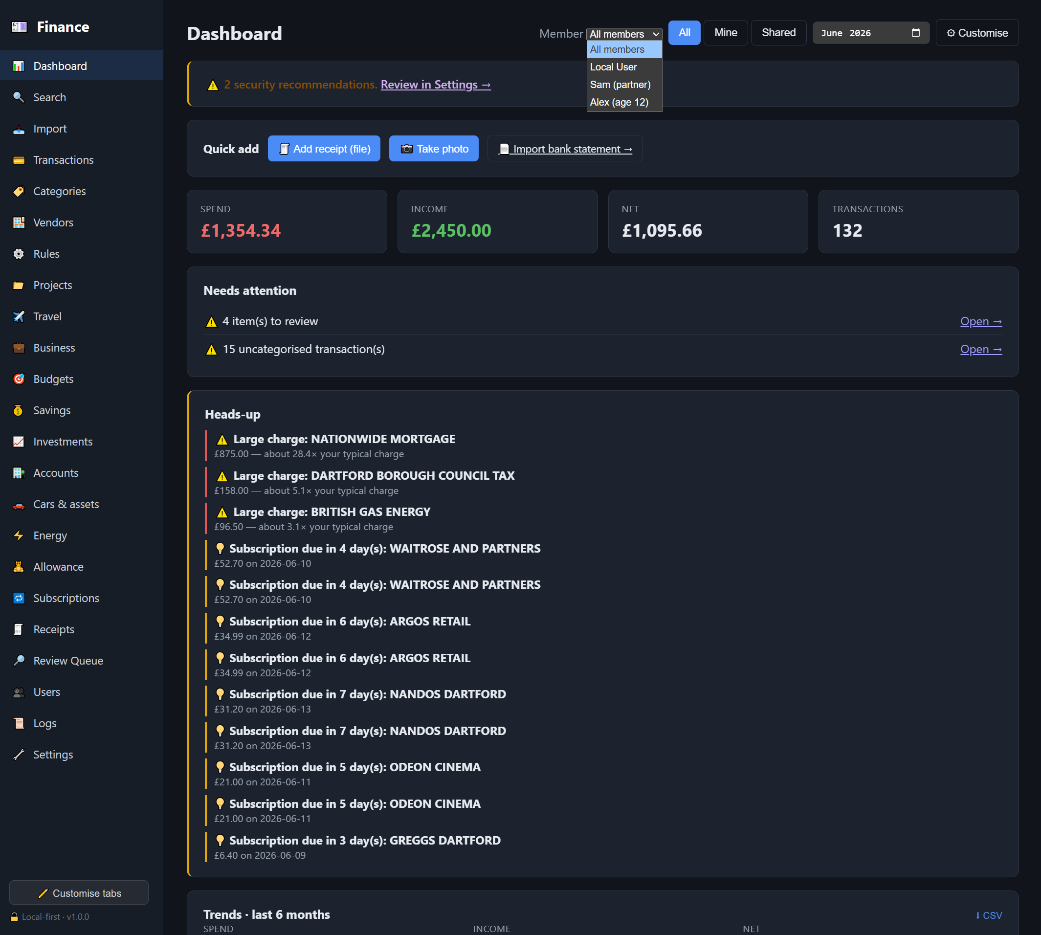 Finance Intelligence: A local-first personal-finance add-on - Custom ...