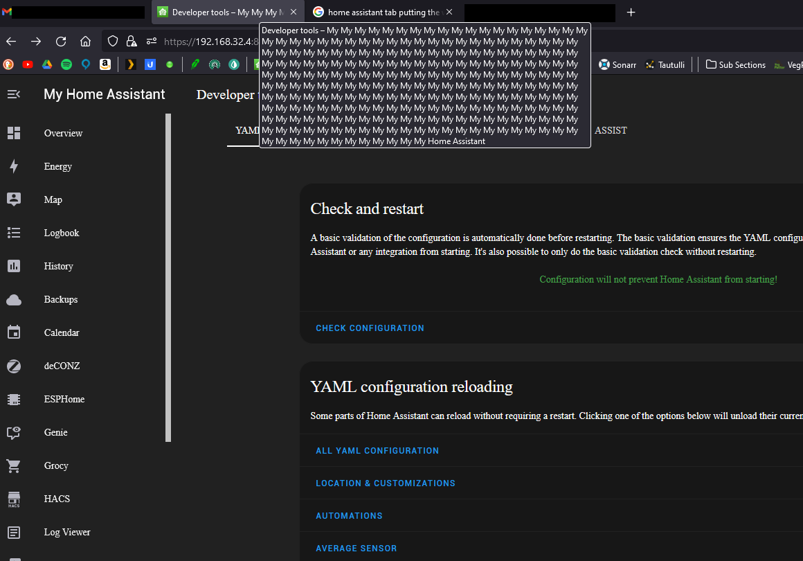 The Word "My" Keeps Repeating on HA Web Tab - Home Assistant Community