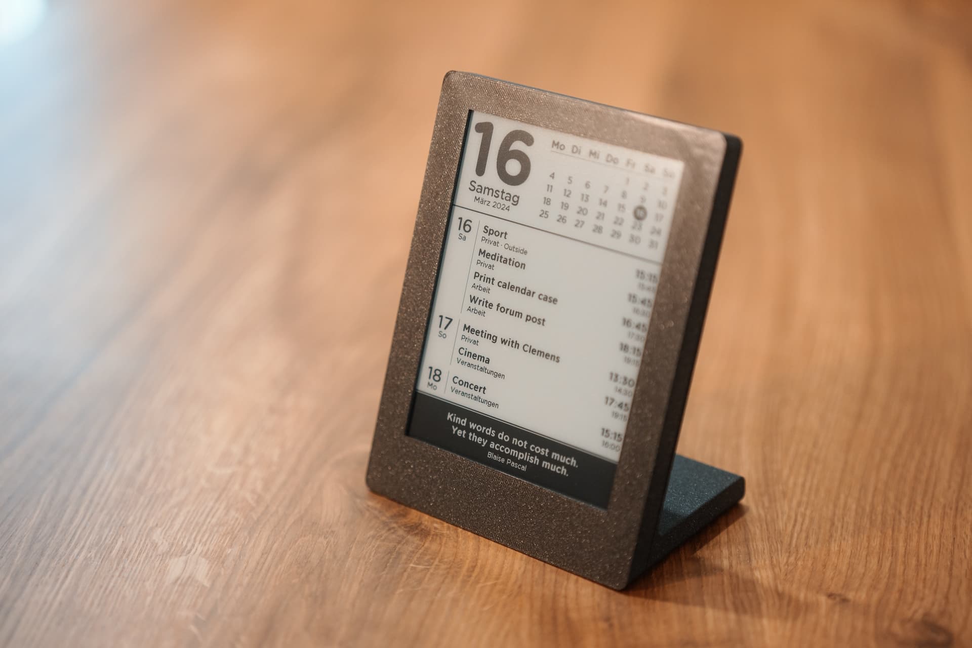 ePaper Calendar - view your appointments on a beautiful e-ink dashboard ...