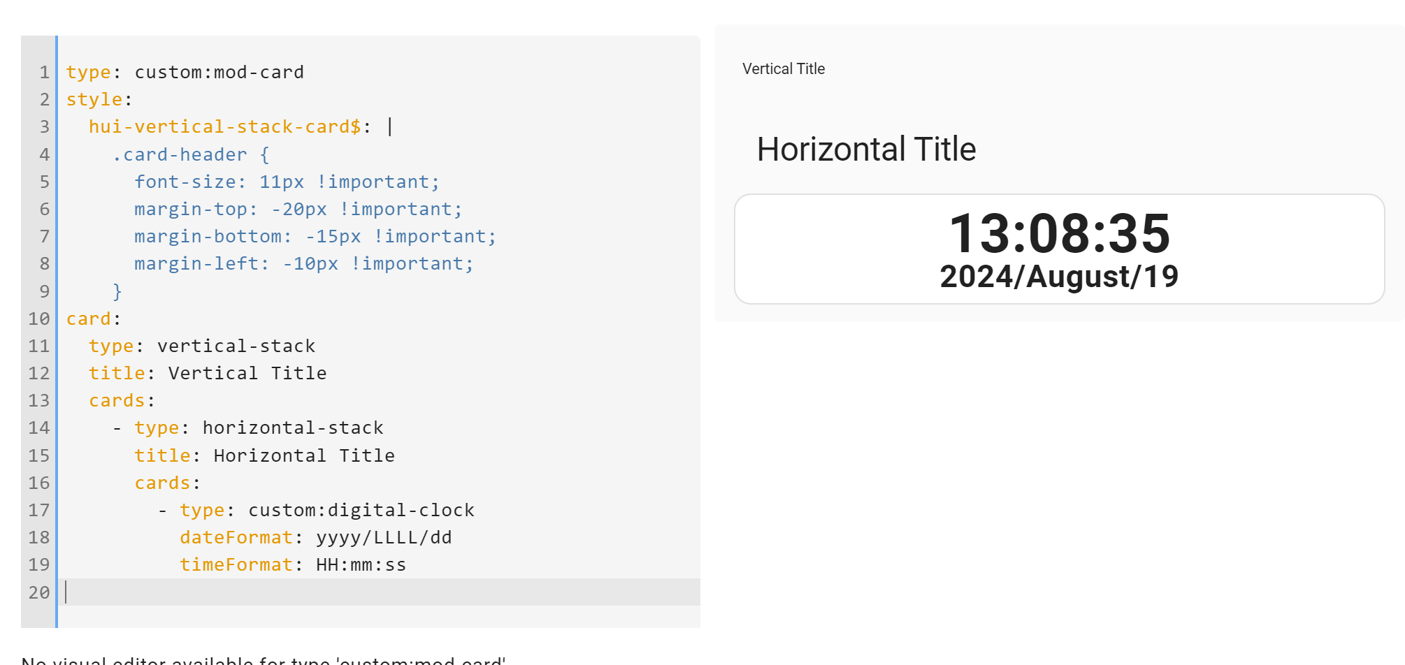How To Apply Style Modification To A Horizontal Stack Card Title Which Is Nested Into A Vertical