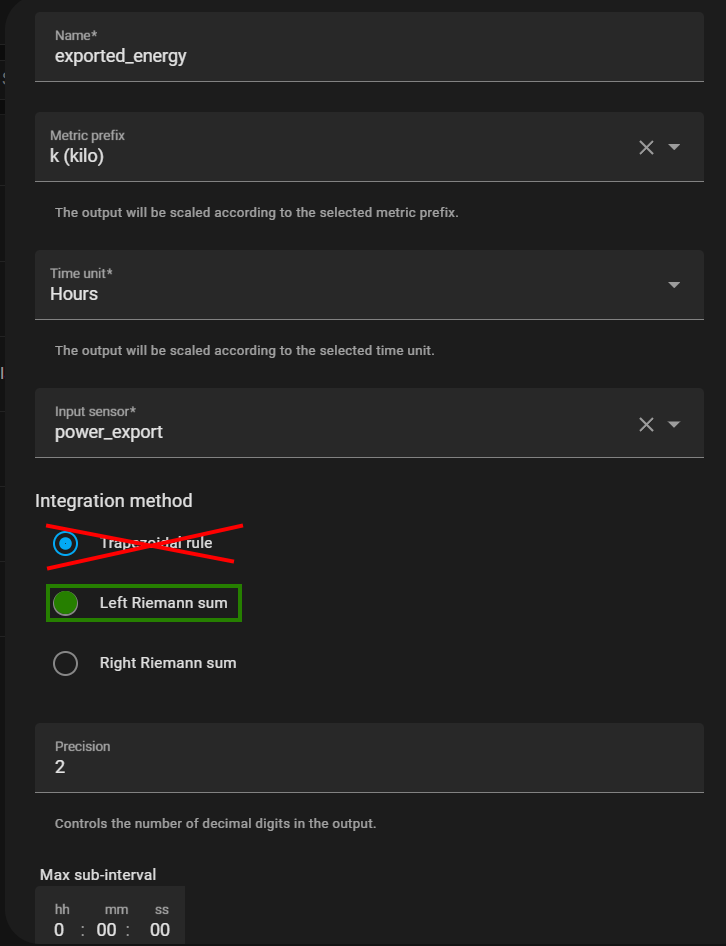 Calculate kWh sent to grid based on power usage sensor in Watts ...