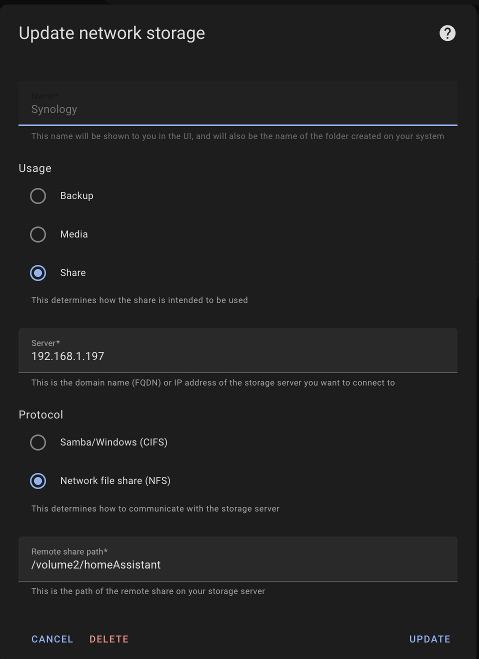 Where is network storage back up mount path? - Configuration - Home ...