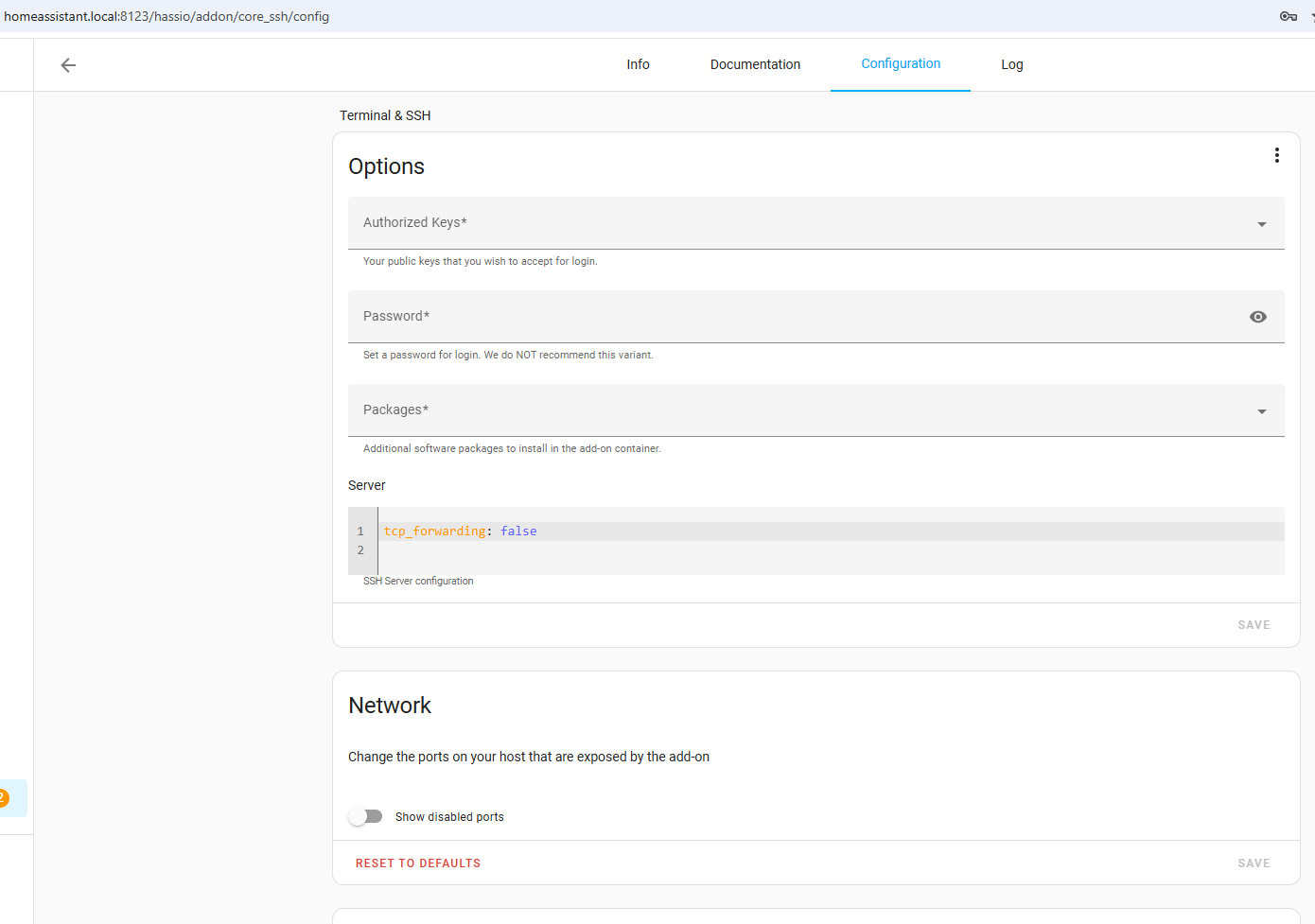 SSH port is disabled. Prevent start of SSH server - Configuration - Home Assistant Community