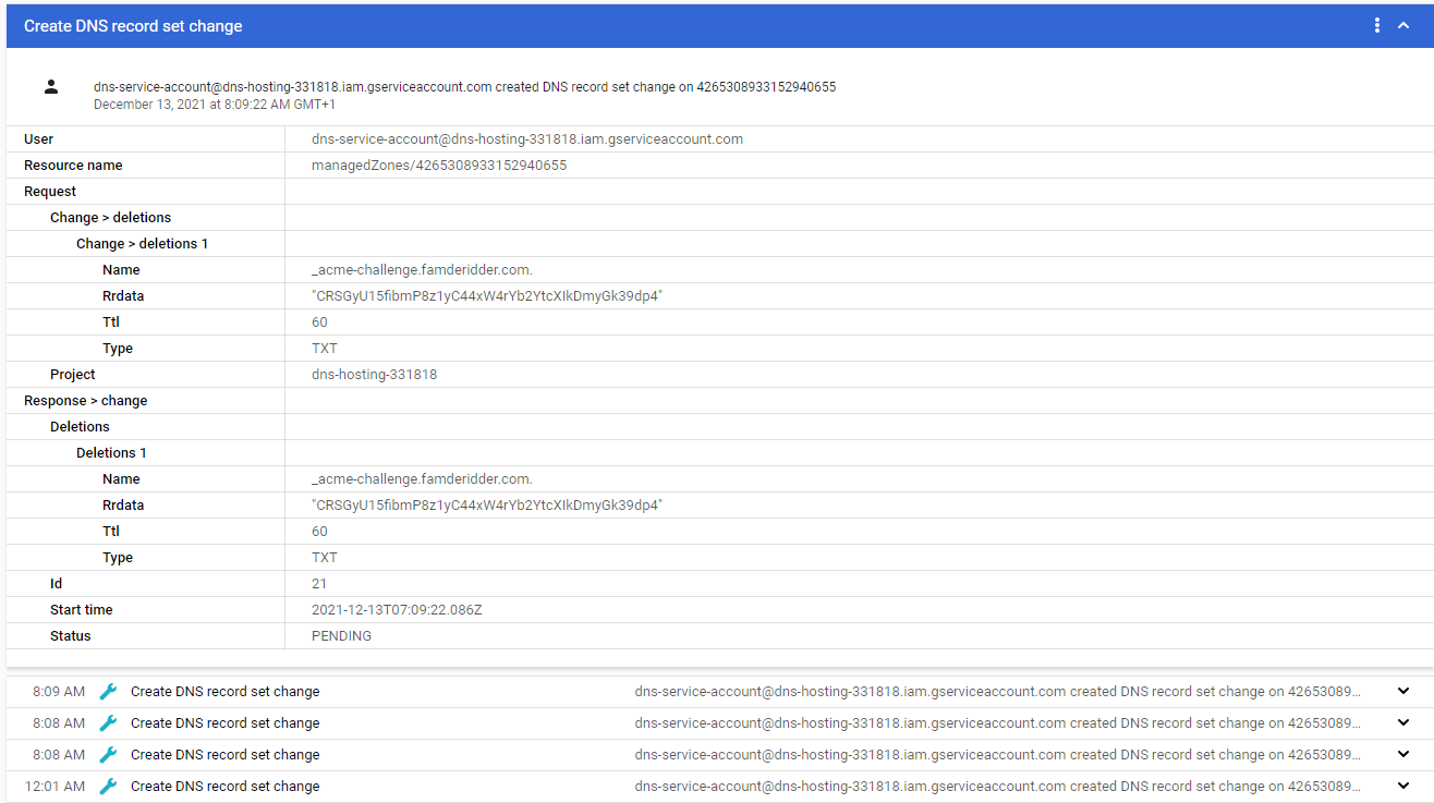 Let's Encrypt Add-On fails with PENDING TXT records at Google DNS - Configuration - Home ...