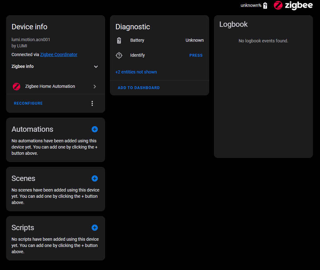 Aqara motion sensor E1 with ZHA - Zigbee - Home Assistant Community