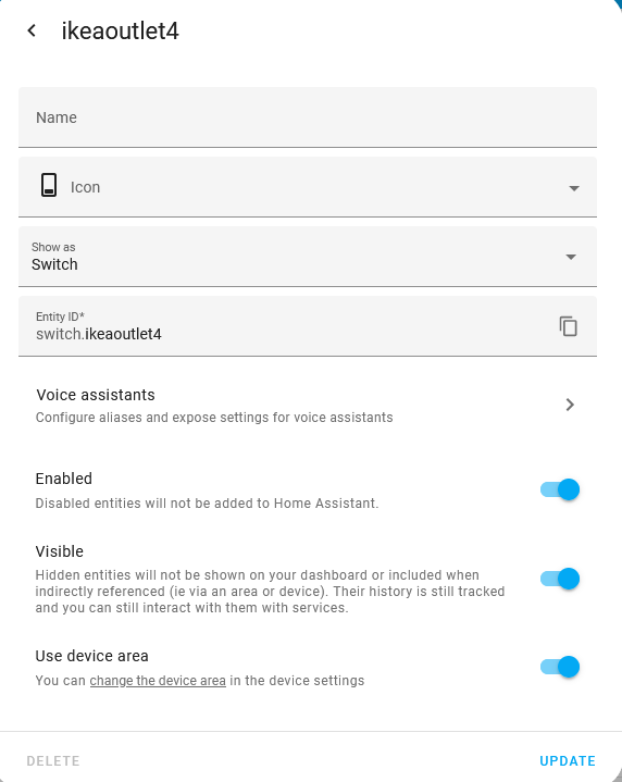 How To Assign Different Entities Of A Device To Different Areas