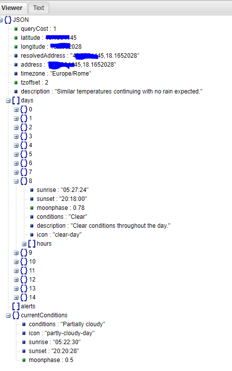 [Help] Using RESTful to extract Visual Crossing weather data ...