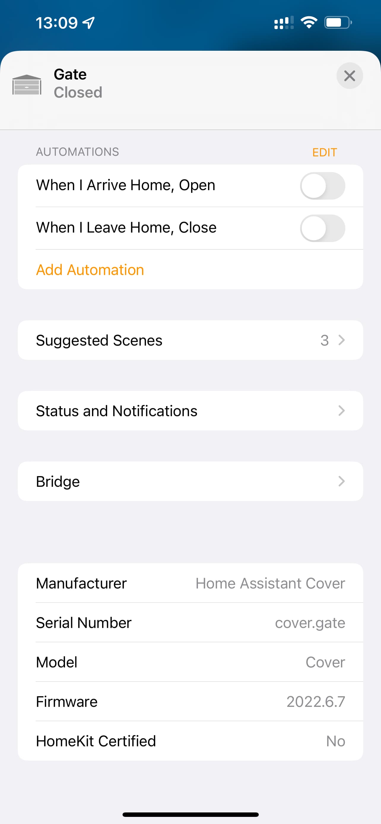 Homekit bridge showing my gate as garage door. Any way to fix this ...