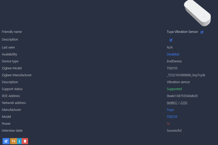 Vibration Sensor not showing any data - Zigbee - Home Assistant Community