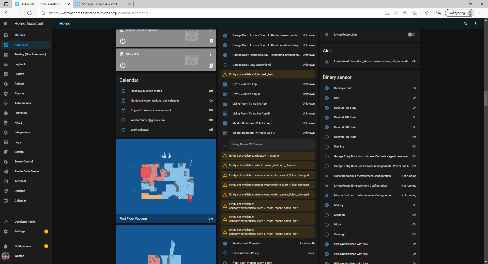 Entities showing errors in automatically generated "overview" dashboard (How to remove them ...