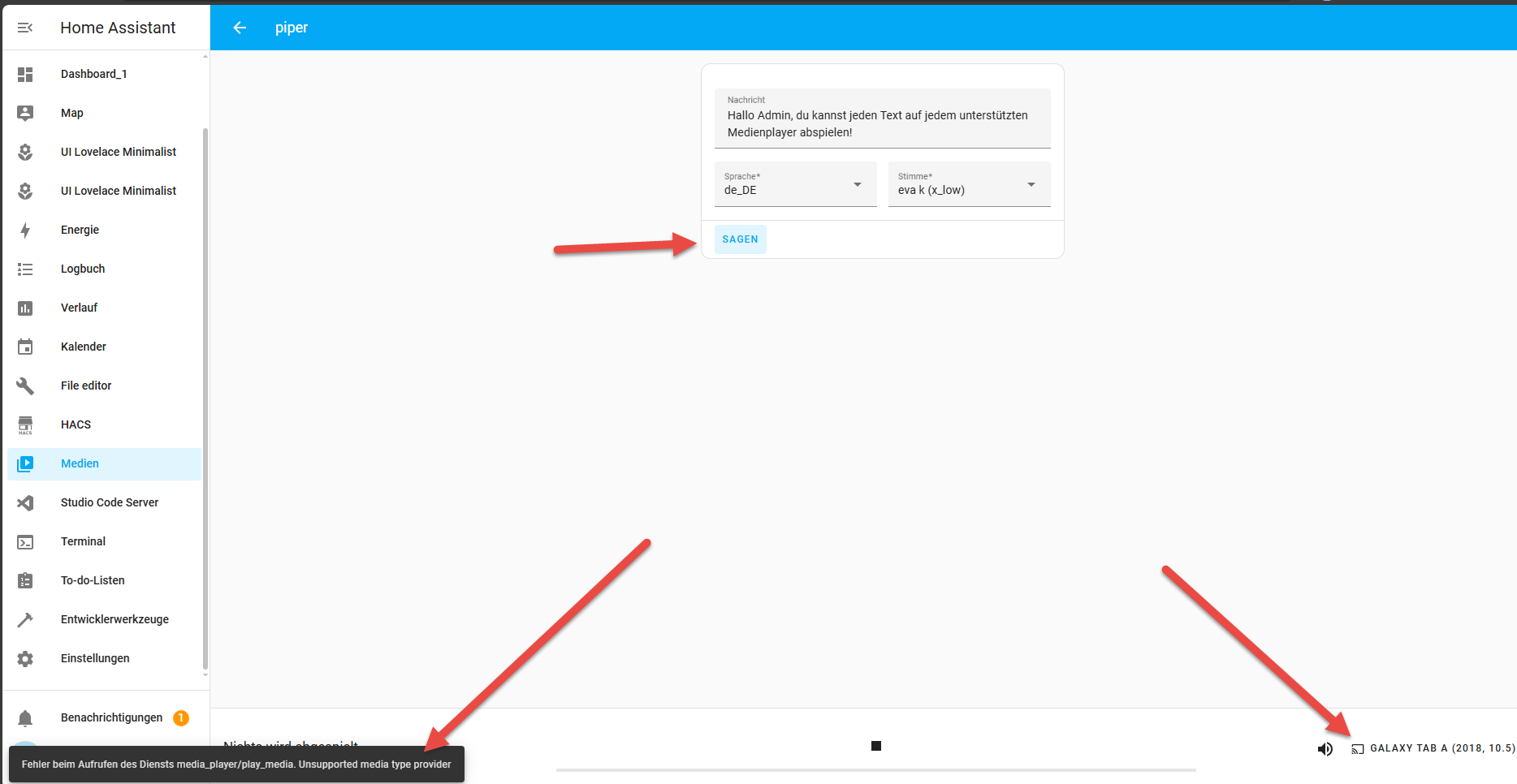 Piper TTS not working on Galaxy 2018 Tab - Voice Assistant - Home ...