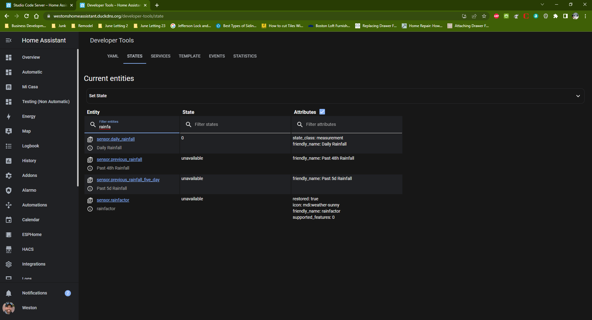 Custom Component to retrieve five days of rain history from ...
