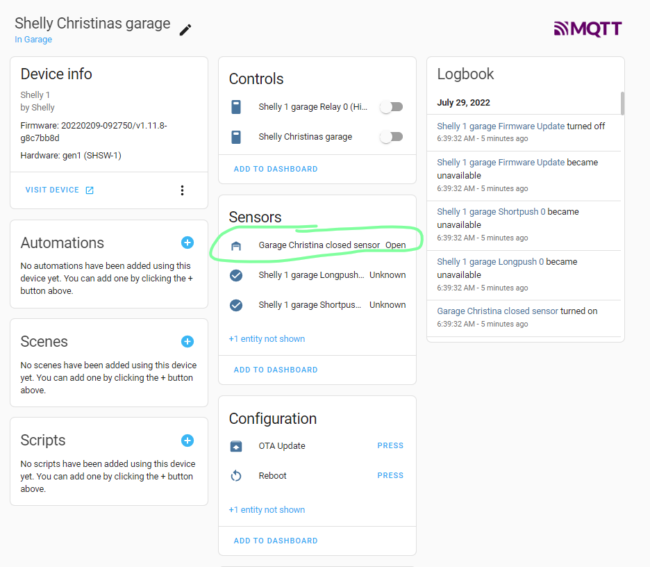 Switching Logic Of A Show As Garage Door Configuration Home