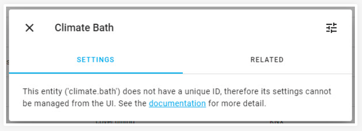 About "This entity does not have a unique ID, therefore its settings cannot be managed from the ...