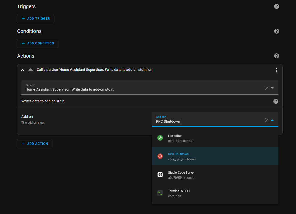 Rpc Shutdown Create Automation Third Party Integrations Home Assistant Community
