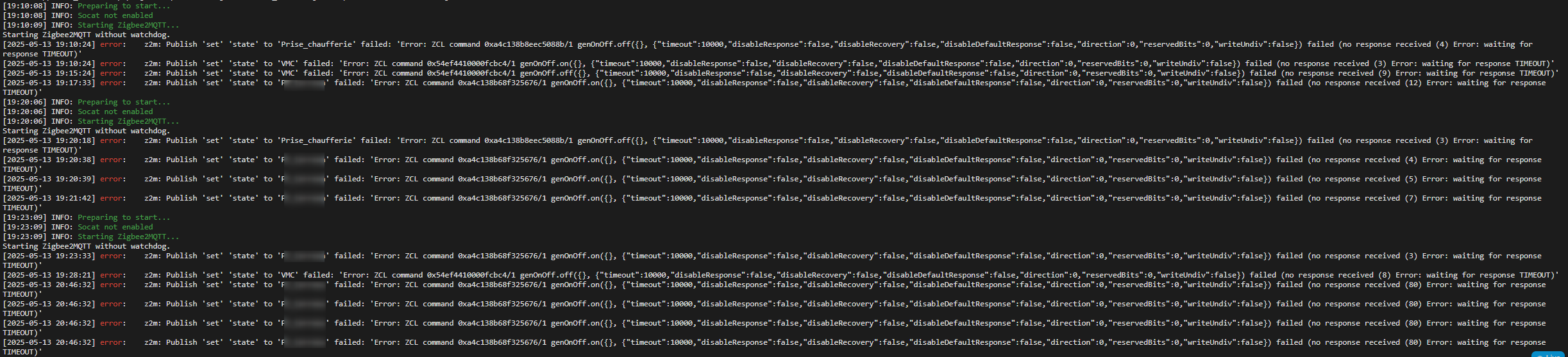 Error: ZCL command - Timeout from my devices - Zigbee - Home Assistant Community
