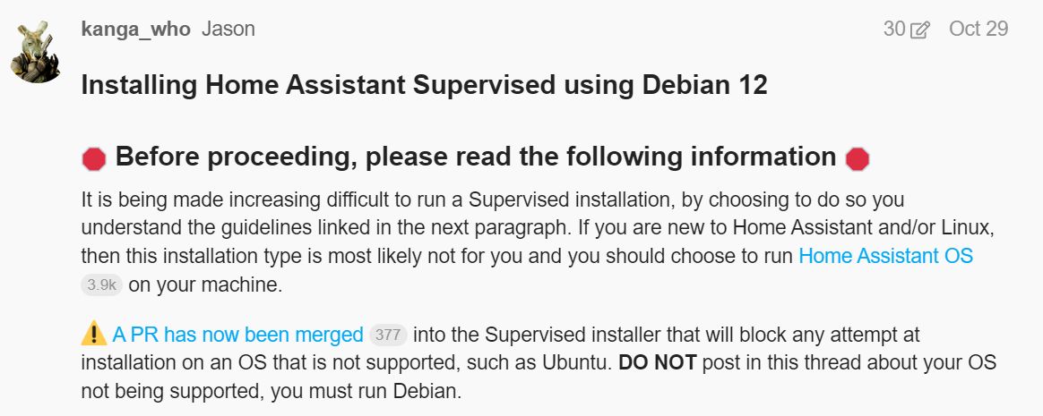 Installing Home Assistant Supervised using Debian 12 - Community Guides - Home Assistant Community