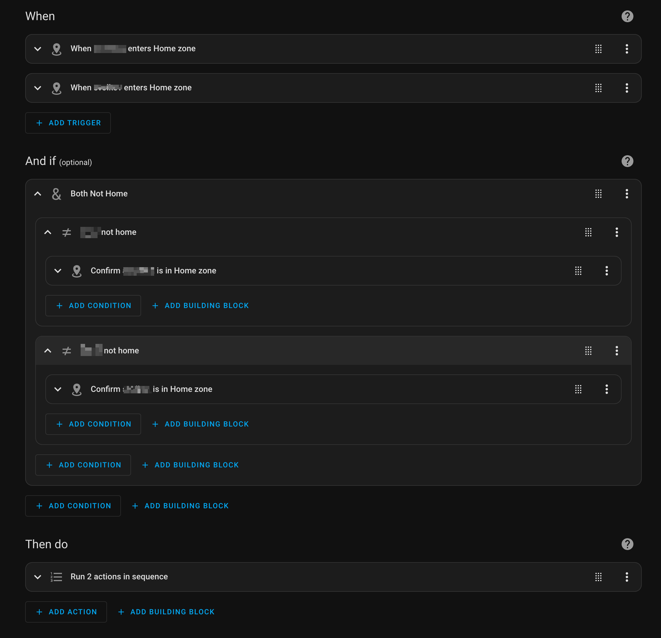 Trigger automation when I'm entering home zone and no one else is in the zone - Configuration ...