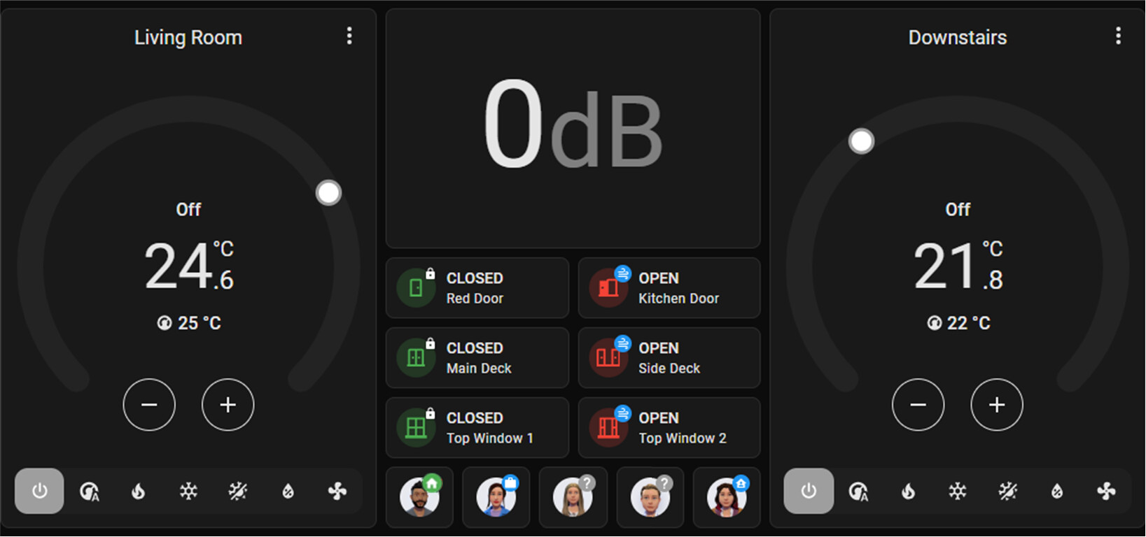 Air-Conditioning, Door, Home and Away Status. Conditional, Mushroom ...