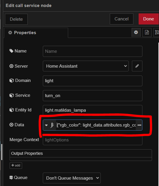 Change RGB color when alarm is triggered - Node-RED - Home Assistant ...