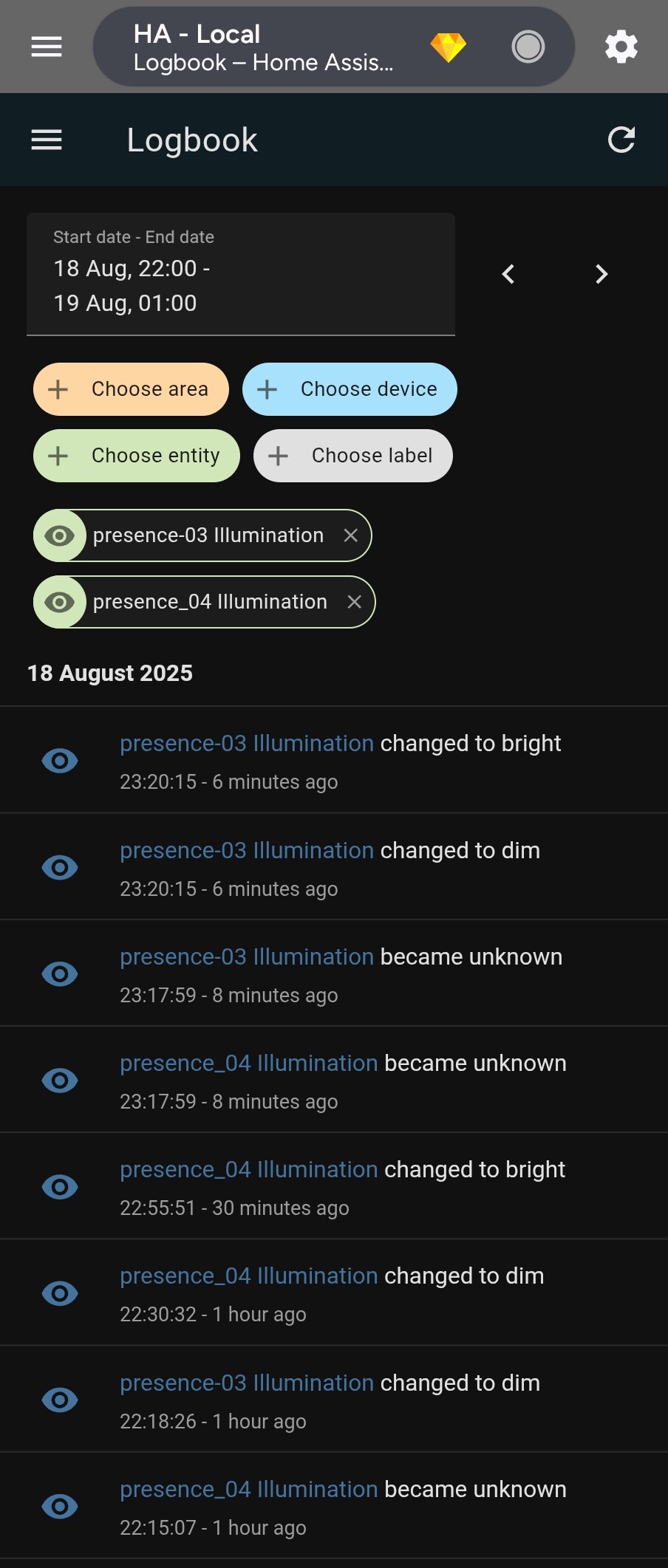 Why is my group for illuminance sensor unavailable if the sensors inside it all have correct ...