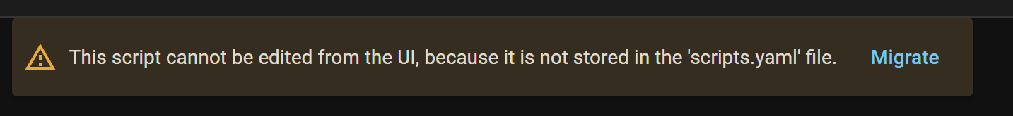 This script cannot be edited from the UI, because it is not stored in the 'scripts.yaml' file ...