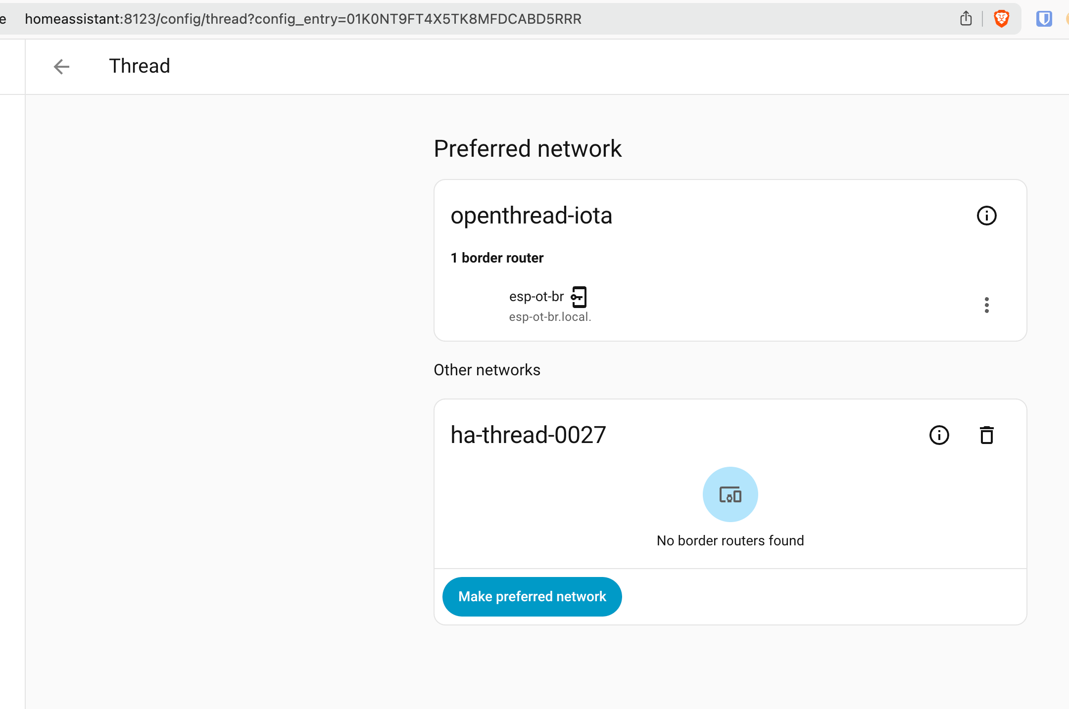 Using ESP Thread Border Router in HA as main preferred network - Matter ...