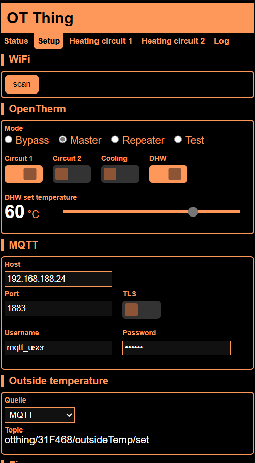 OT Thing - An OpenTherm-WiFi Gateway with integrated OT master & slave ...