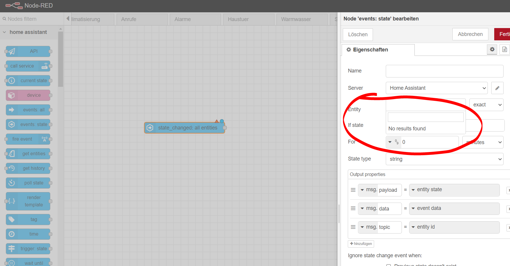 Entity List Nearly Empty Showing Different Entries From Time To Time Node Red Home