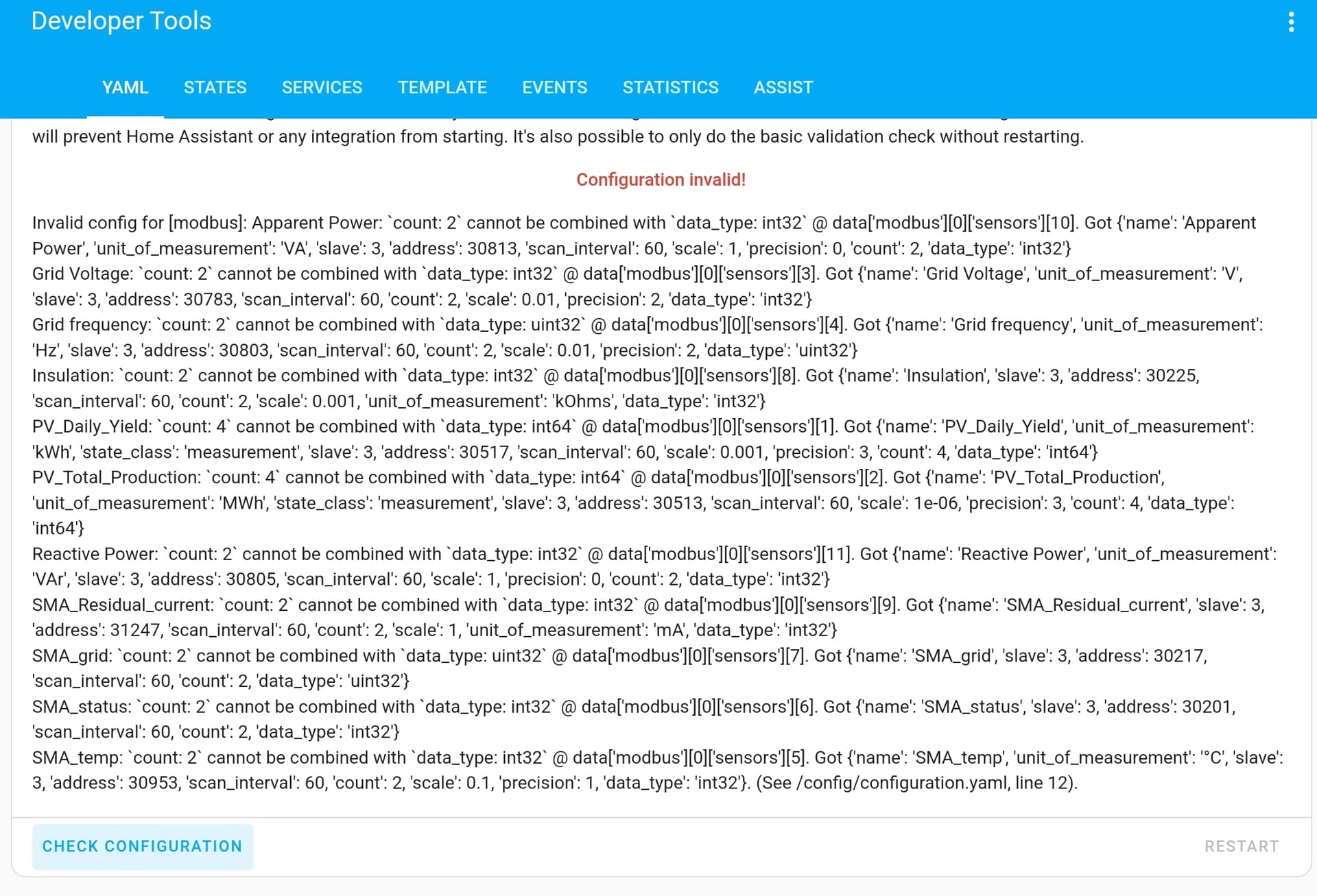 Modbus Configuration Gives An Error Home Assistant Community