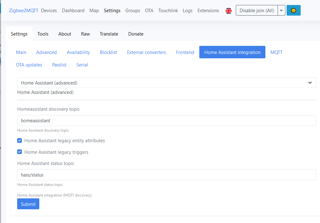 Zigbee2mqtt Configuration Topics Via Mqtt Not Sent Or Interpreted