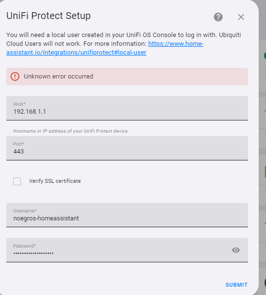 Unifi Protect Stopped Working Unknown Error When Trying To Configure Configuration Home