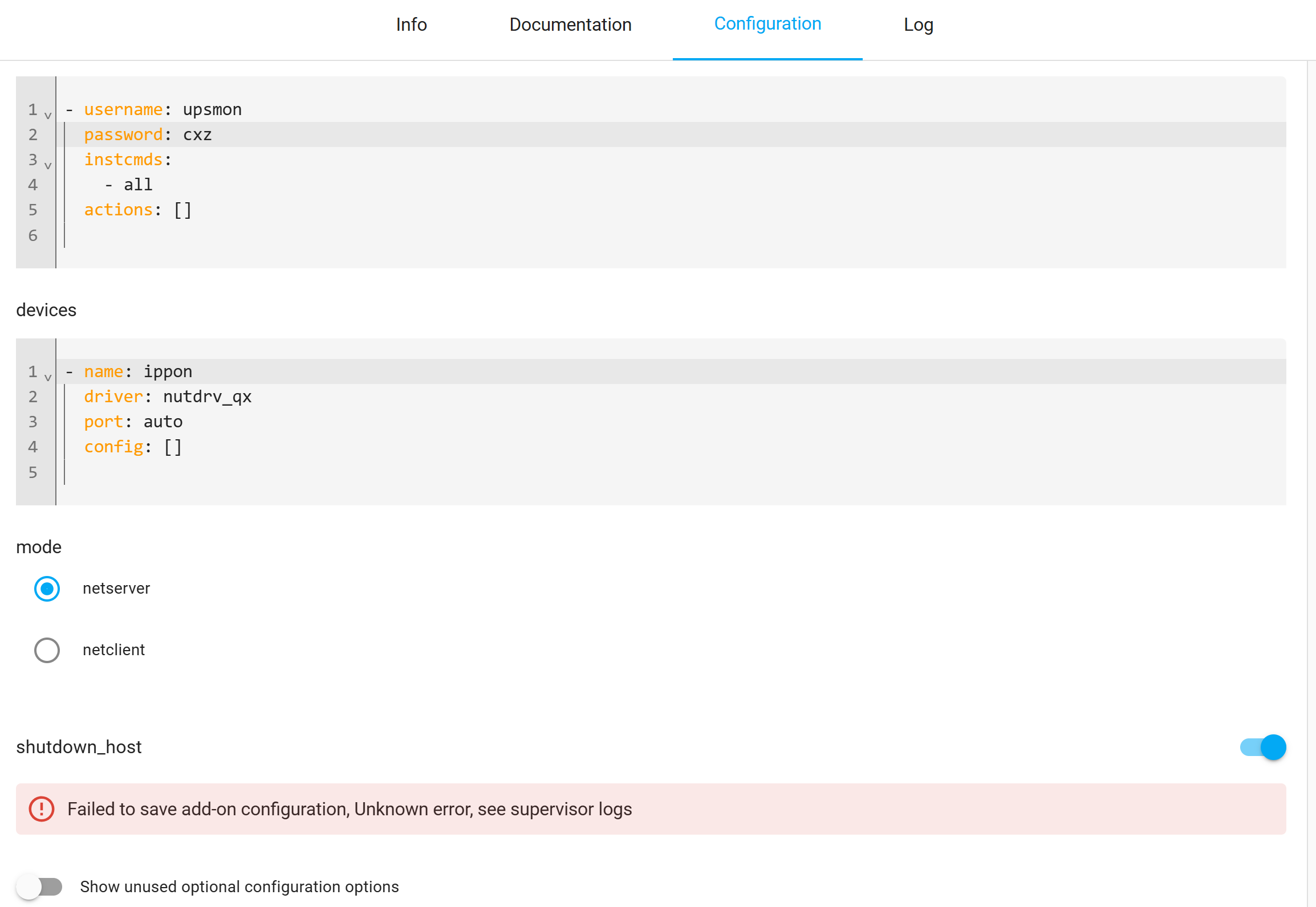 Unable to start NUT addon: around password - Third party integrations - Home Assistant Community