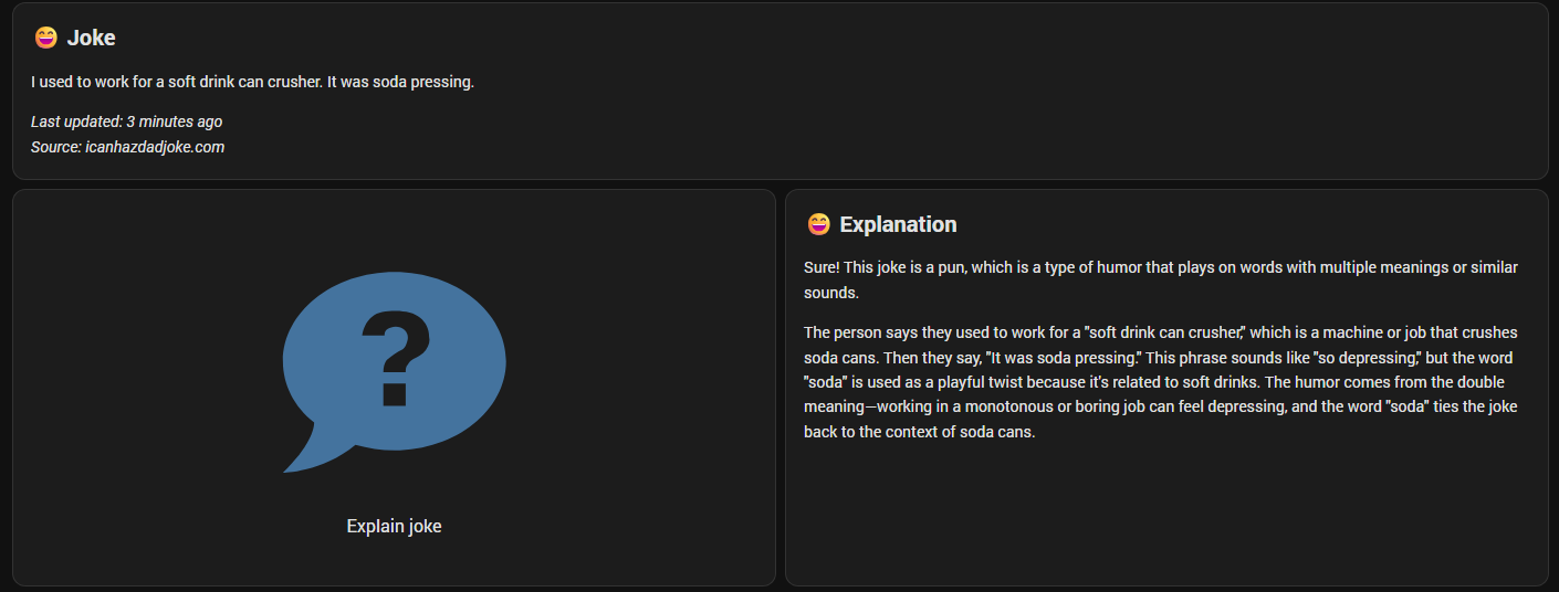 Jokes integration with multiple sources & explaining functionality ...