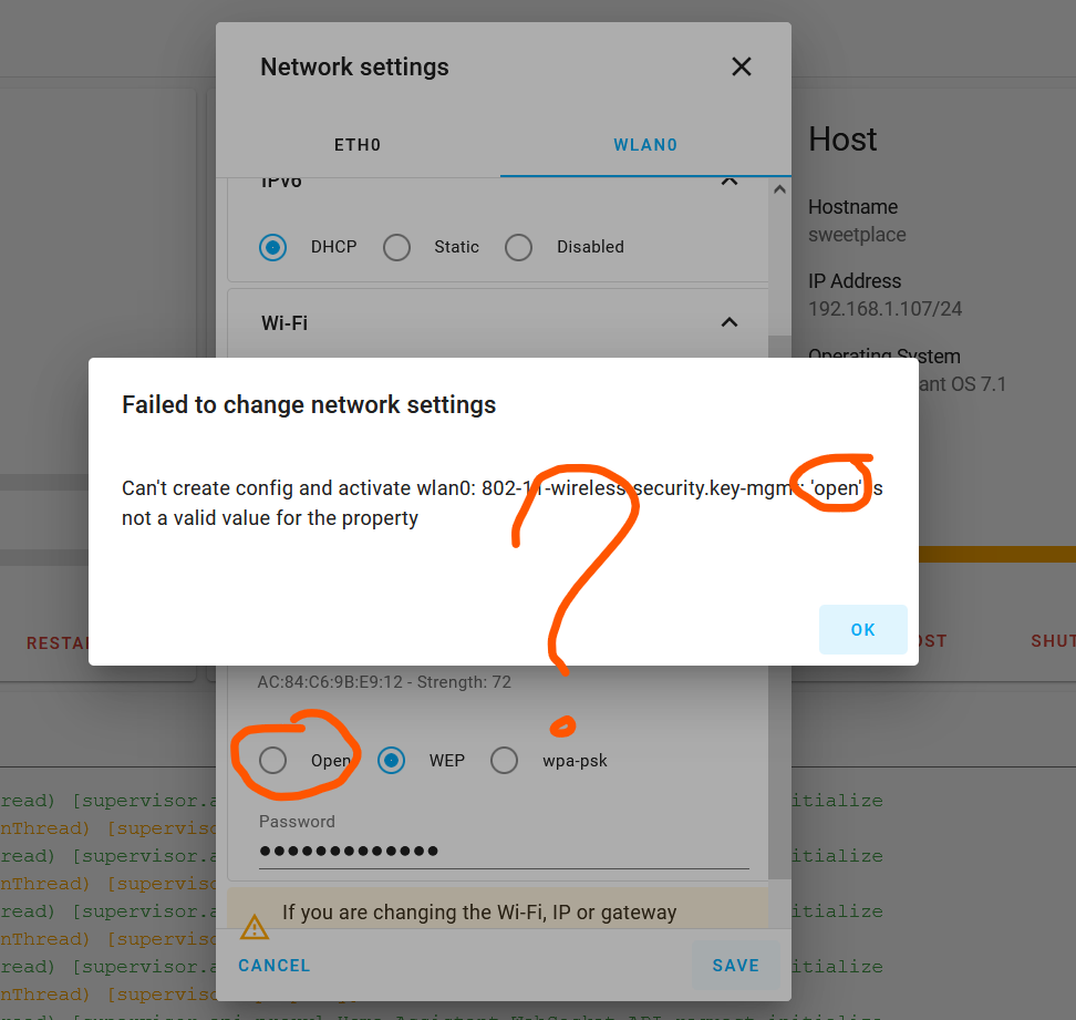 WIFI configuration error (both GUI and CLI) - Home Assistant Community