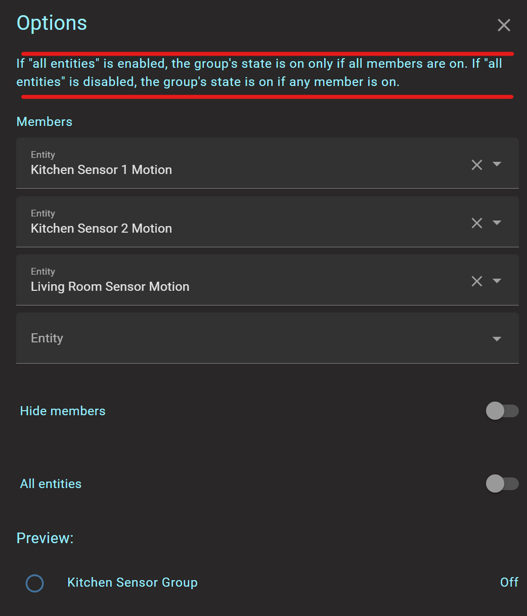 Trying to create an automation with three Motion sensors ...