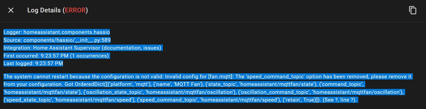 Wierd Error Preventing Me From Restarting Home Assistant Configuration Home Assistant Community