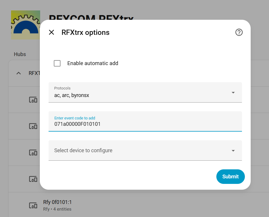 Not able to manually add Somfy RTS device in RFXCOM RFXtrx - Third ...