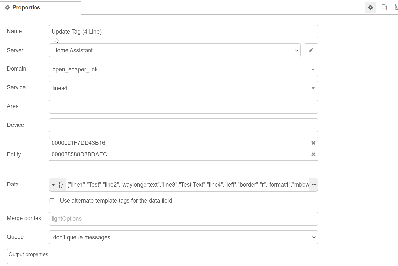 Trying To Call Epaper Ha Service From Node Red Getting Error Node