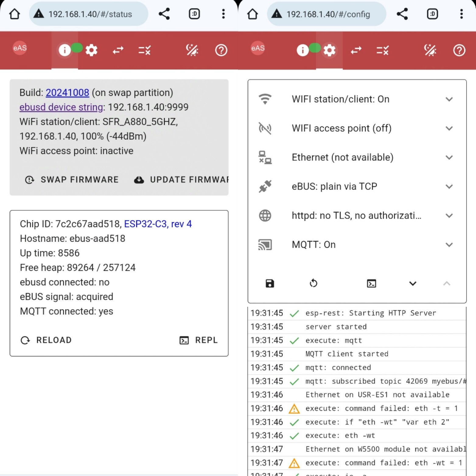 Problems using eBUS V5 + eBUSd? - Configuration - Home Assistant Community