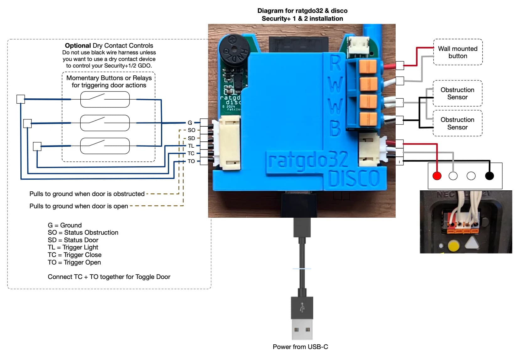 Need help with ratgdo32 garage door opener controller wiring - Hardware - Home Assistant Community