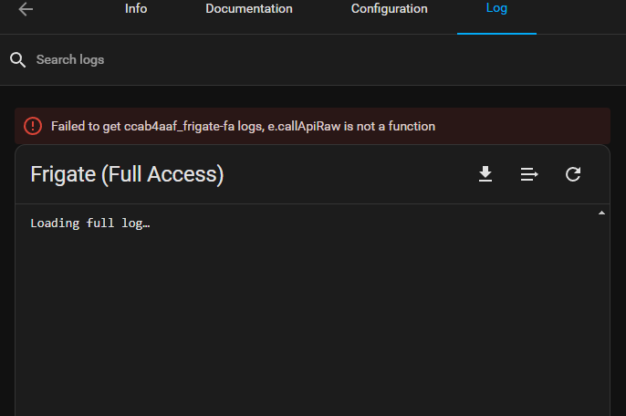 System And Frigate Log Errors When Trying To Display The Logs Configuration Home Assistant