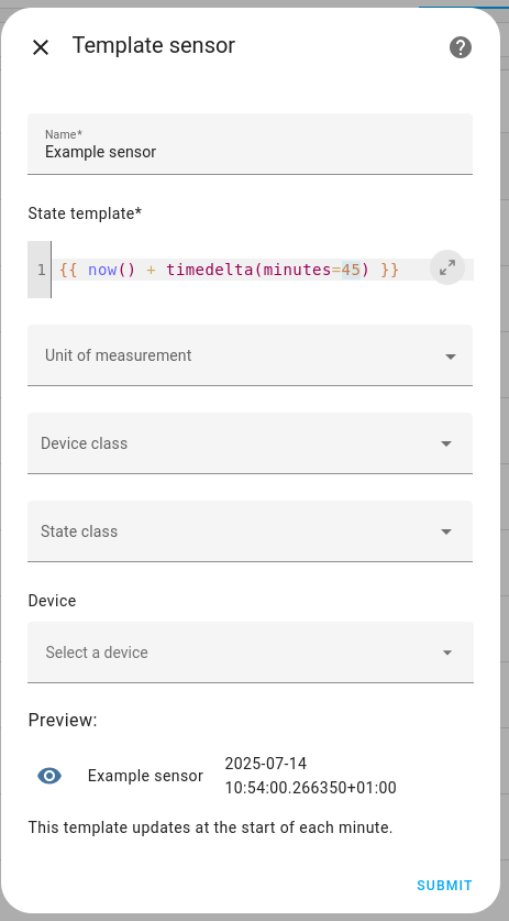 Adding Minutes From Sensor To Current Timestamp Configuration Home