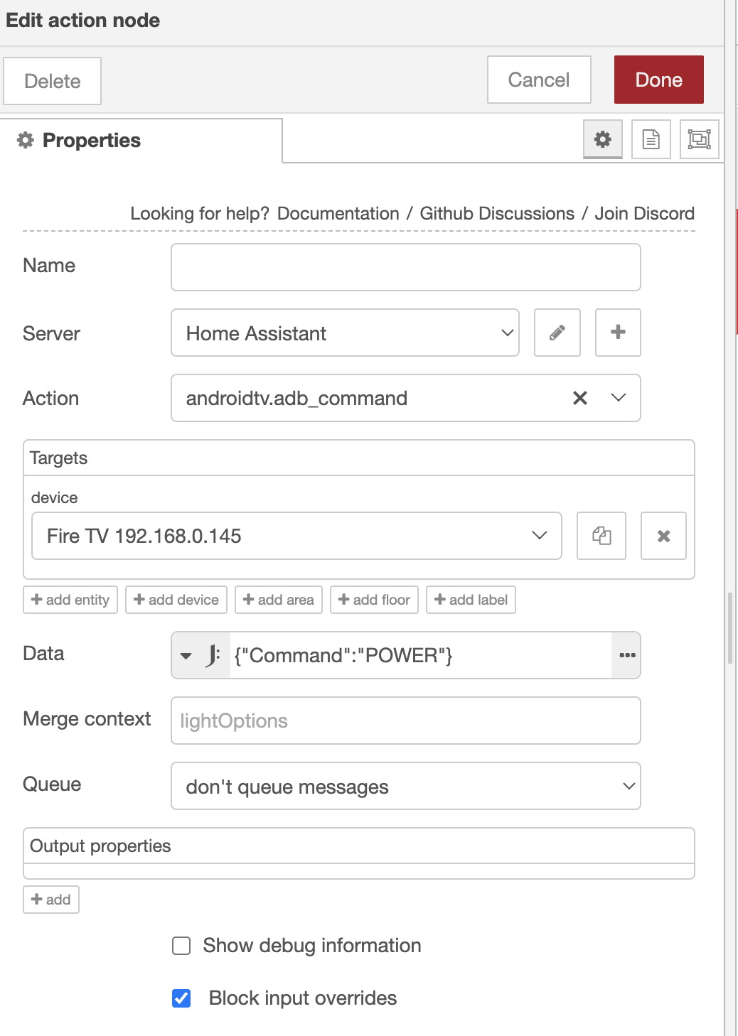 Service Call Fails For Android Debug Node Red Home Assistant Community