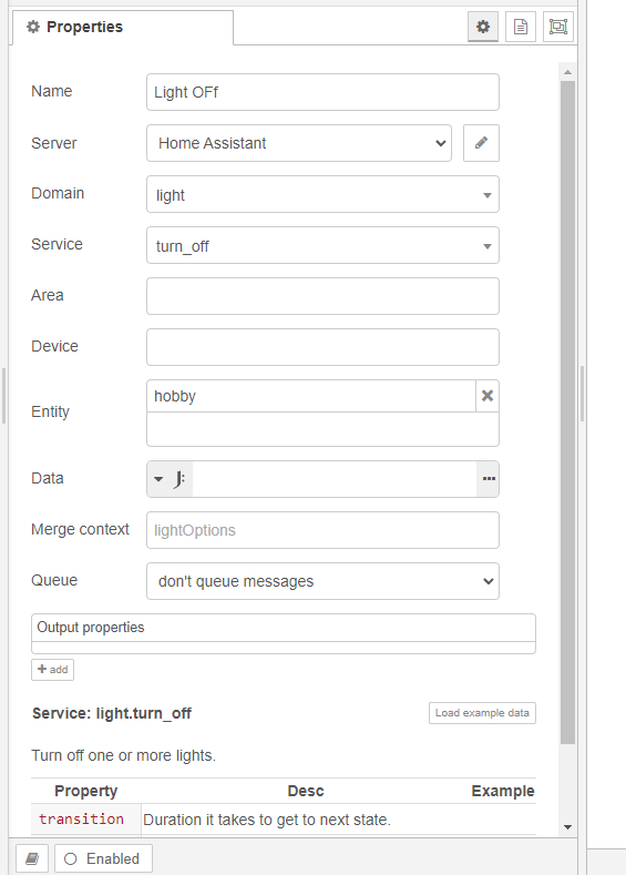 Extra keys not allowed on Call Service Light Off - Node-RED - Home Assistant Community