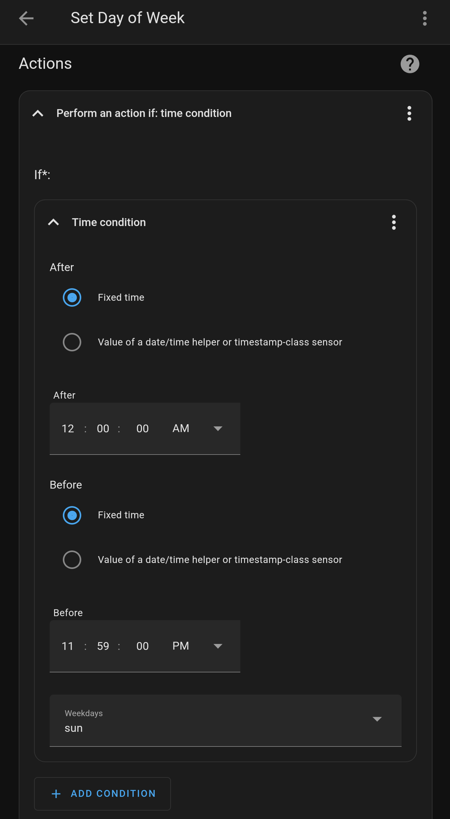 Day Of Week Using Ui Only Configuration Home Assistant Community