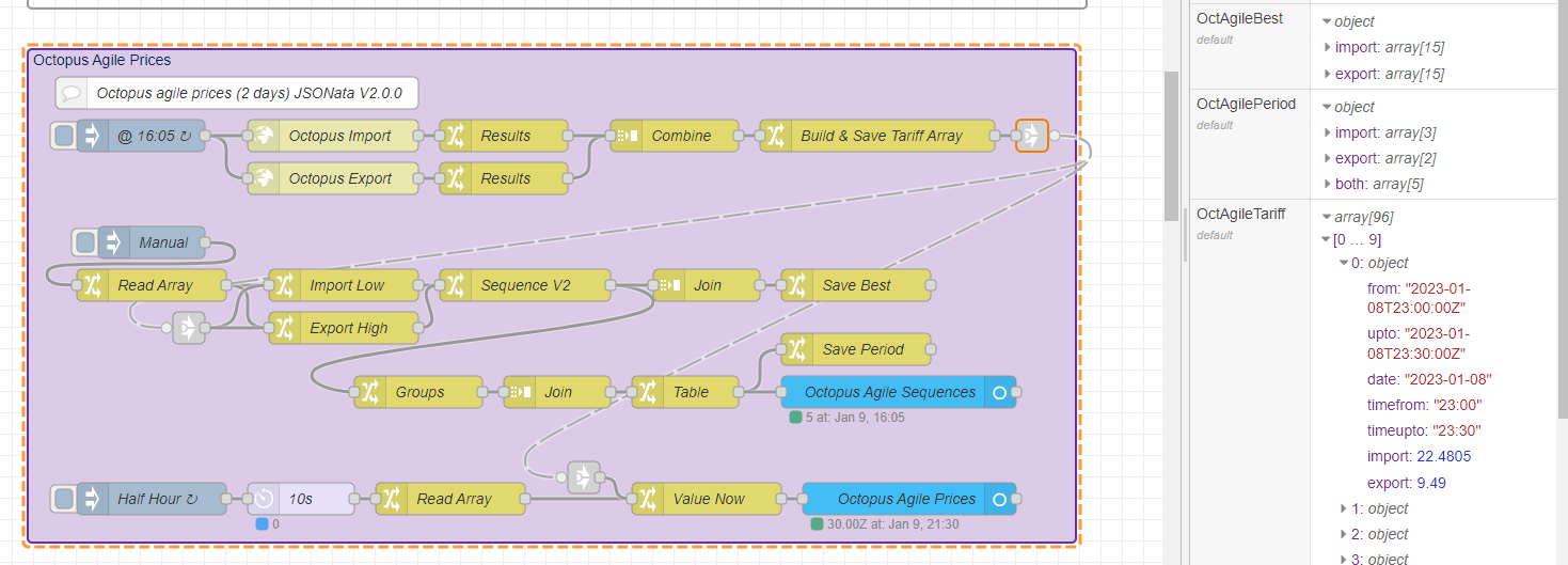 Octopus Agile - display tariff in graphs & tables, best import/export periods - all done using ...