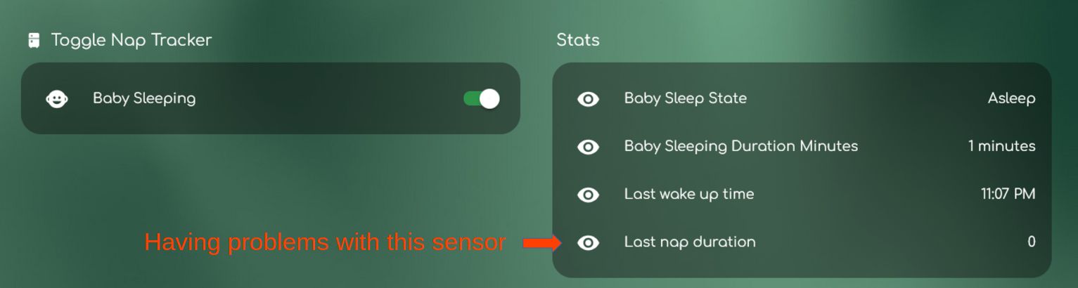 Storing the duration of baby's nap times from one template sensor into a second template sensor ...