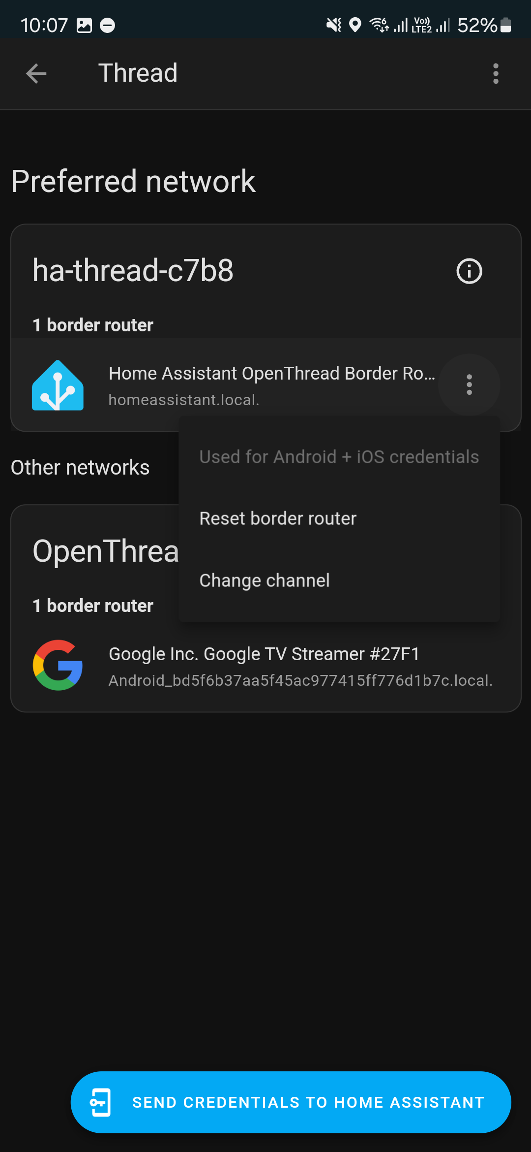 Mobile app telling me I need an Thread Border Router but I have one ...