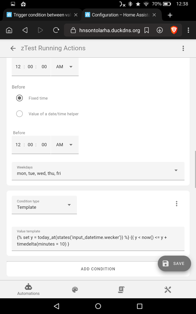 Trigger Condition Between Value Of Helper 10 Minutes Configuration Home Assistant Community